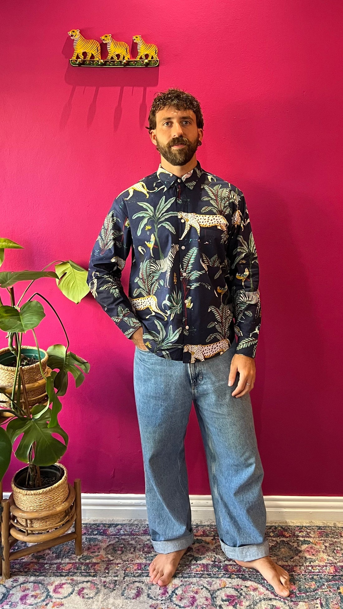 Benji Unisex Shirt - Navy Zebra – Gypsey Rose Cotton Clothing